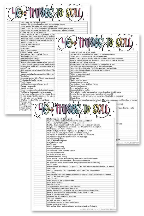 40+ Things to Sell List – Sarah Titus