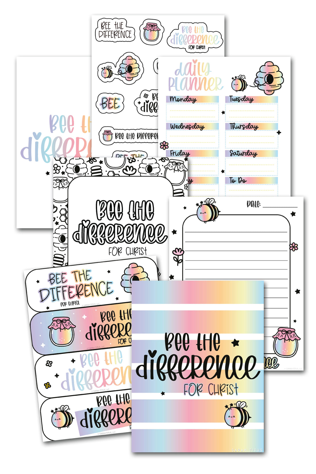 Bee The Difference For Christ Daily Planner {7 Pages + SVG} – Sarah Titus