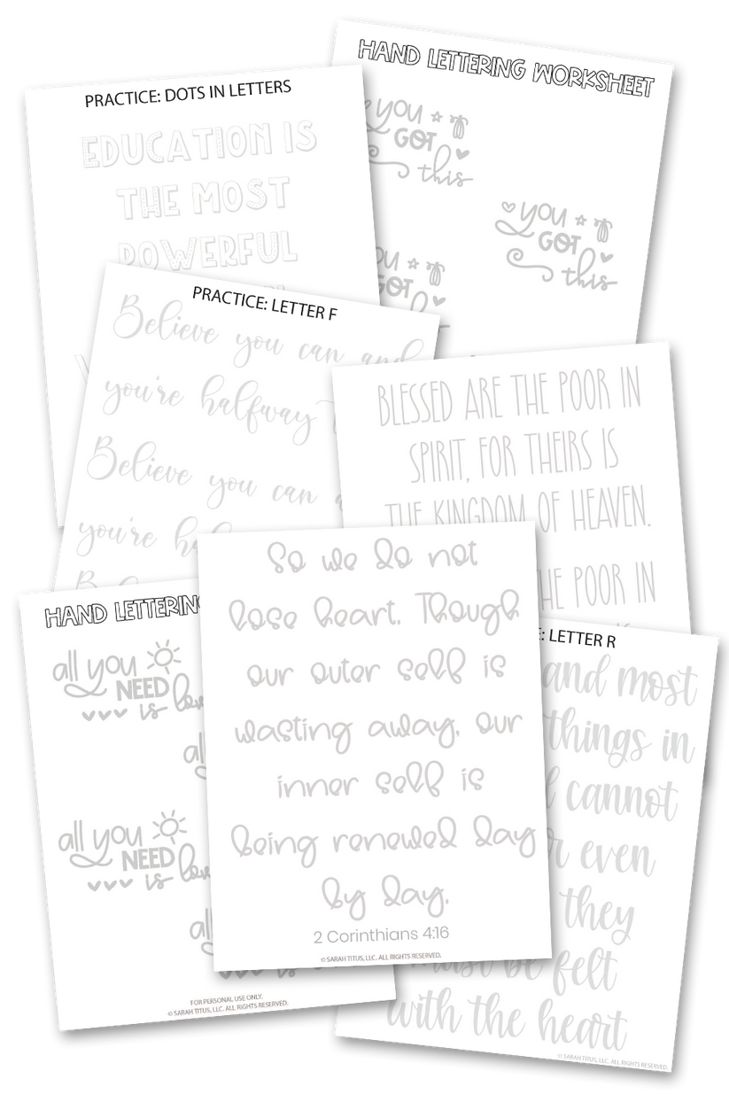 Hand Lettering Practice Sheets {100+ Pages} – Sarah Titus
