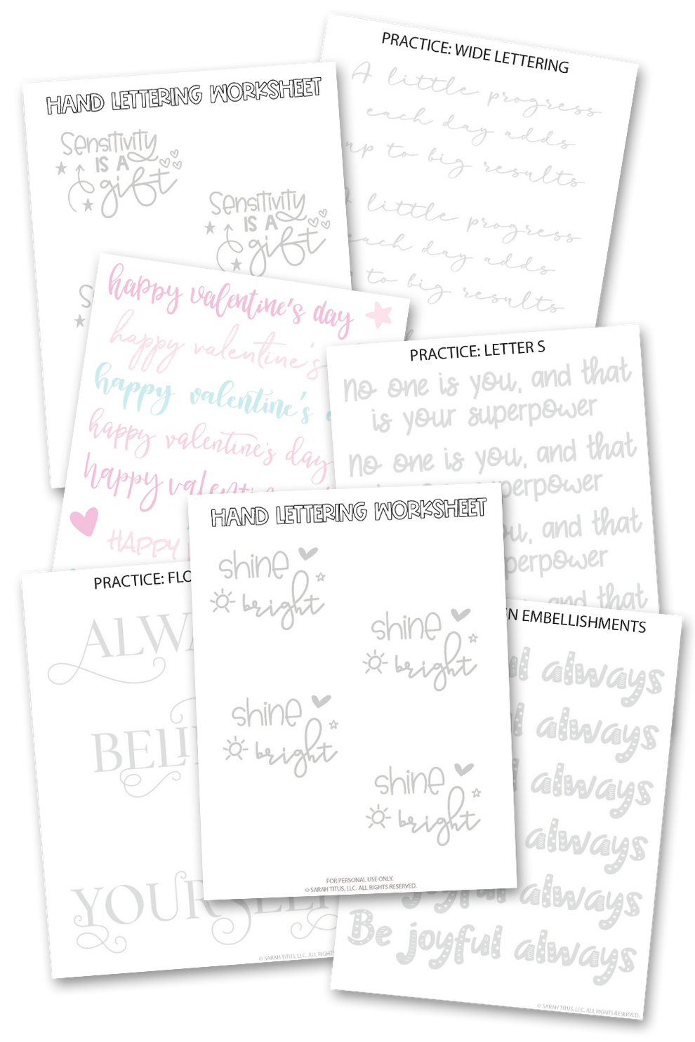 Hand Lettering Practice Sheets {100+ Pages} – Sarah Titus