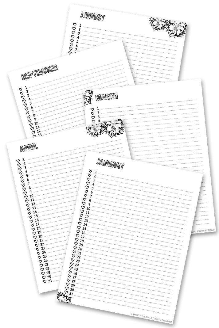 Monthly Planner - Coloring {15 Pages} – Sarah Titus