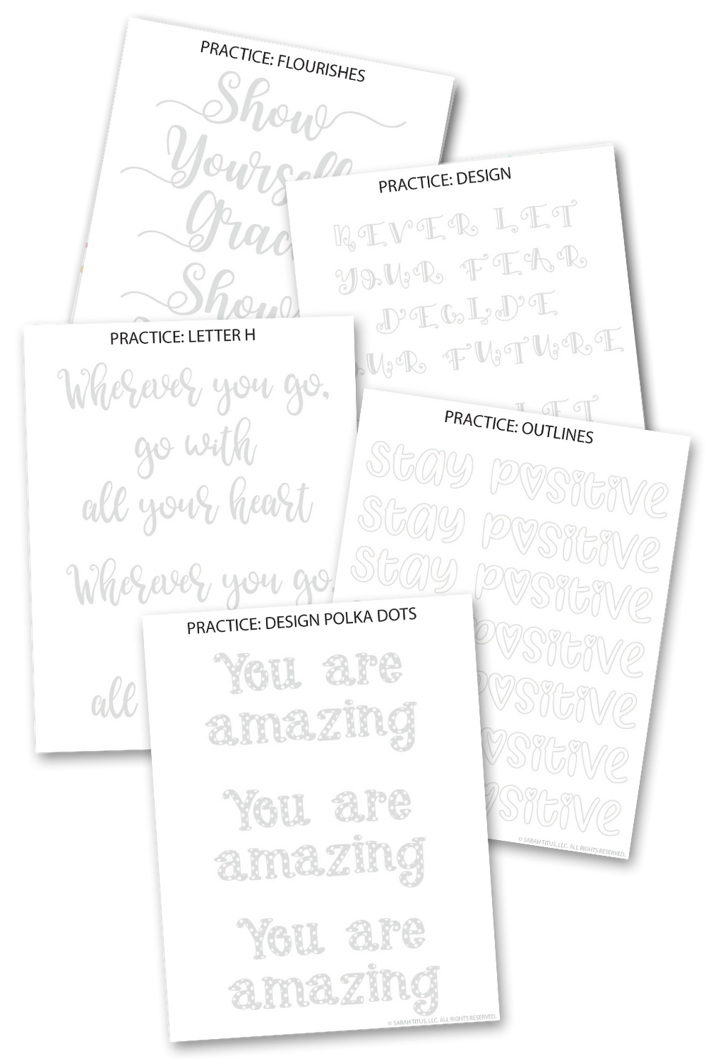 Motivational Quote Hand Lettering Practice Sheets {30 Pages} – Sarah Titus