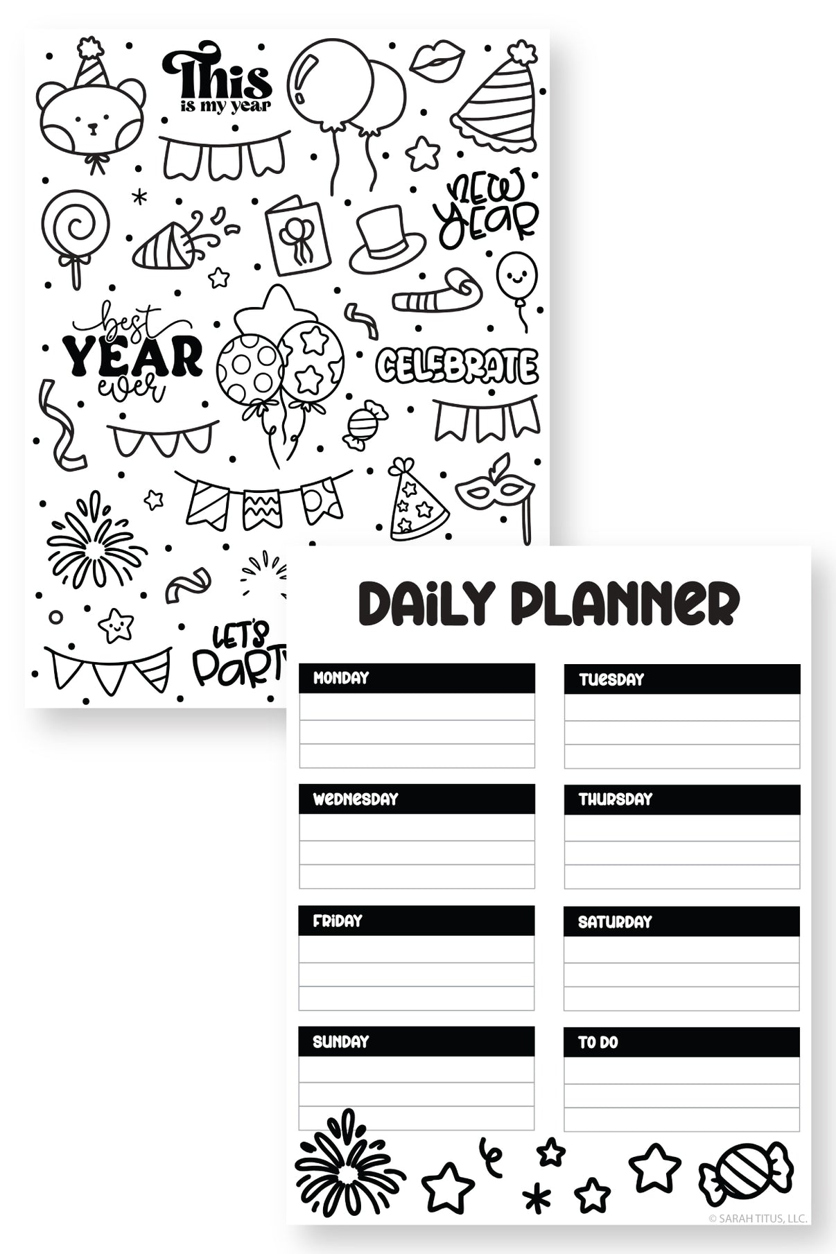 Coloring New Year's Daily Planner {10 Pages} – Sarah Titus