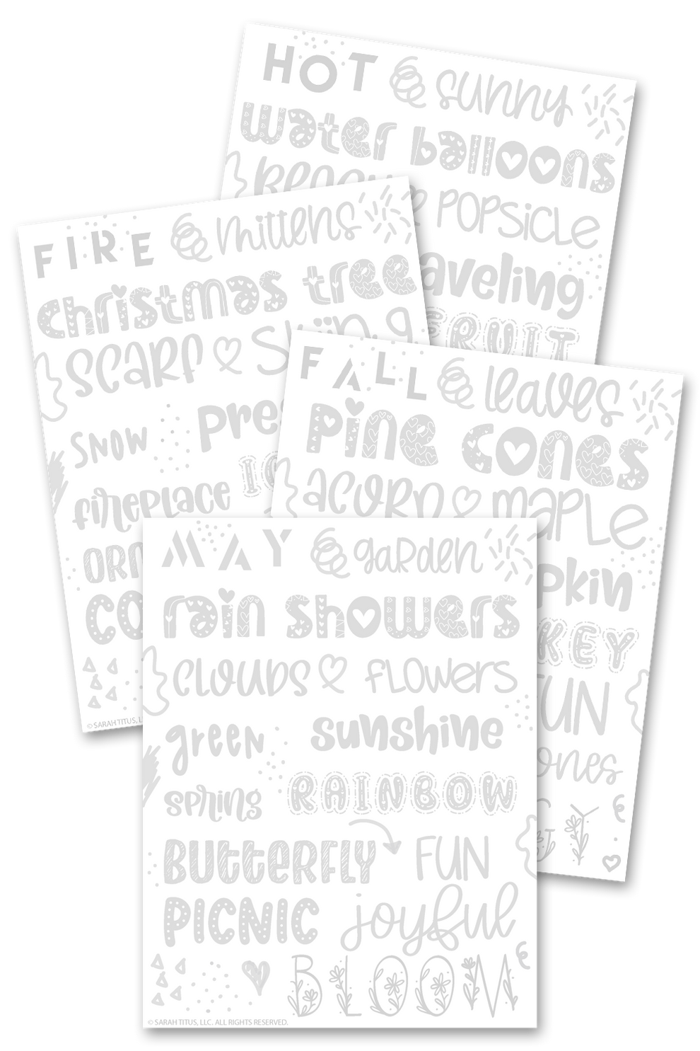 Seasons Hand Lettering Worksheets – Sarah Titus