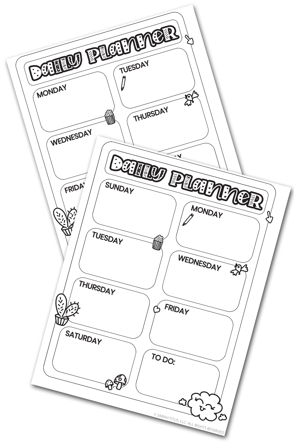 Black and White Daily Planner - Colorable – Sarah Titus