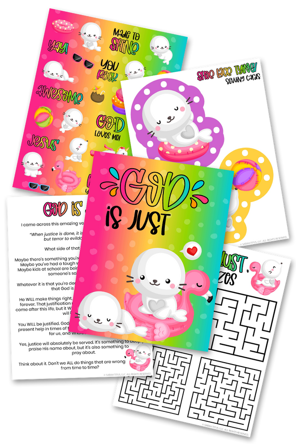 God is Just Kids Activities Pack {70 Pages} – Sarah Titus