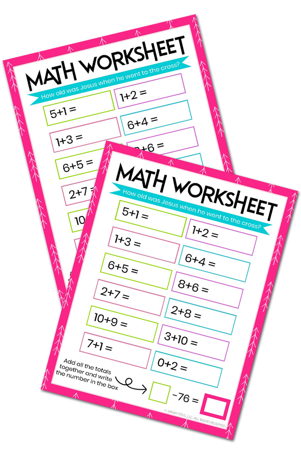 Jesus Age Math Worksheet – Sarah Titus